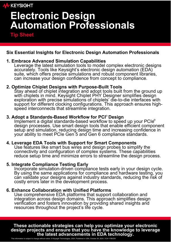 Electronic Design Automation Professionals Tip Sheet PDF Asset Page | Keysight